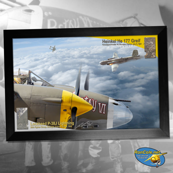 USAAF P-38J Lightning & Luftwaffe He 177 Greif D-Day Combat Relic Disp