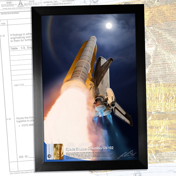 Space Shuttle Columbia Space-Flown Insulation Blanket Relic Display